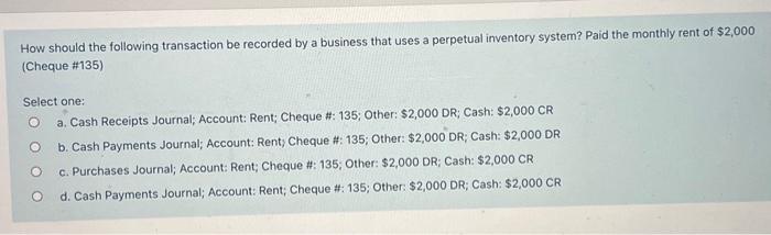 Solved How should the following transaction be recorded by a | Chegg.com