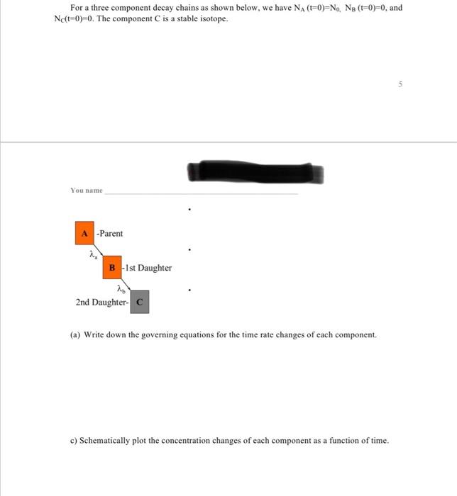 Solved For a three component decay chains as shown below, we | Chegg.com