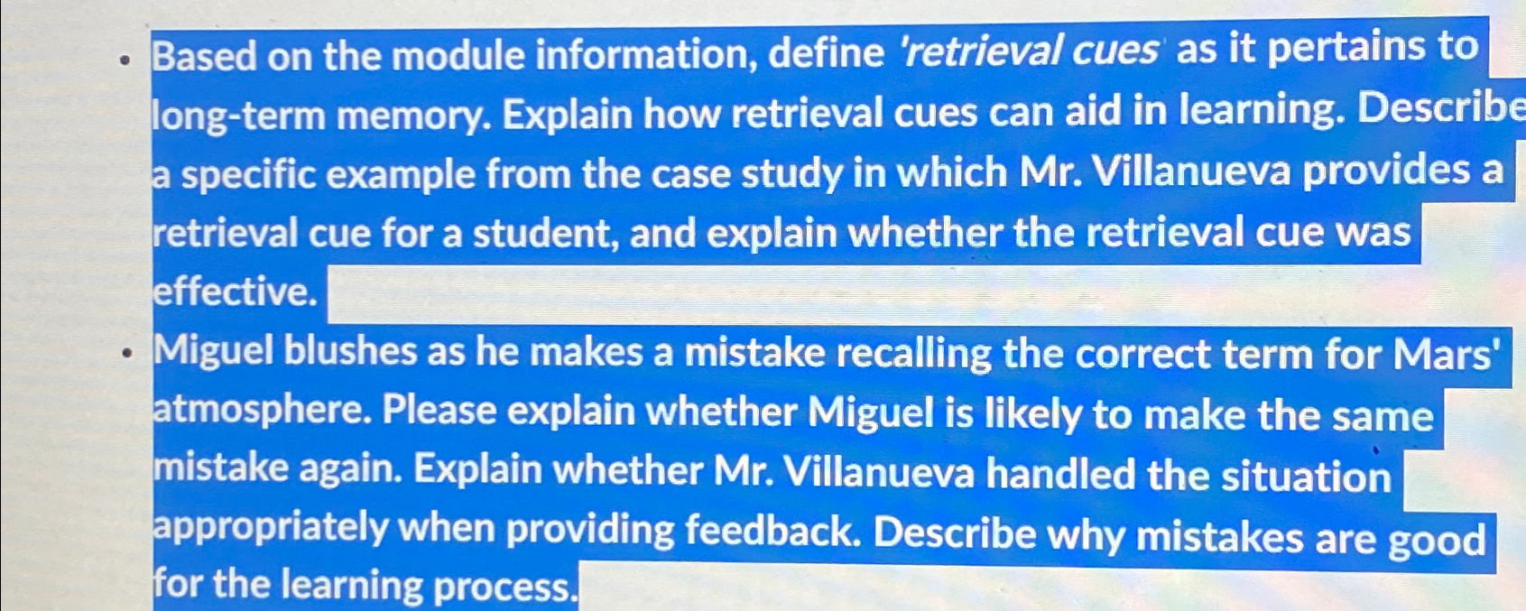 Solved Based on the module information, define 'retrieval | Chegg.com