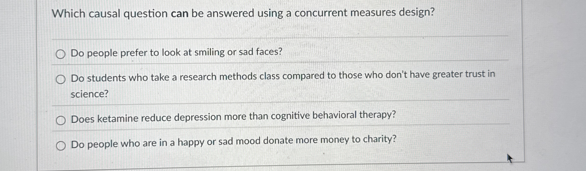 Solved Which causal question can be answered using a | Chegg.com