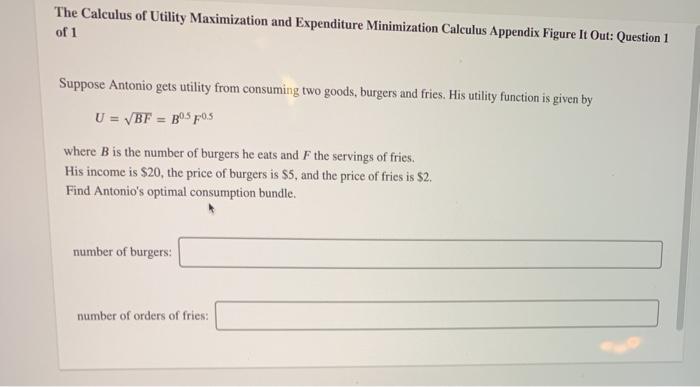 Solved The Calculus of Utility Maximization and Expenditure | Chegg.com