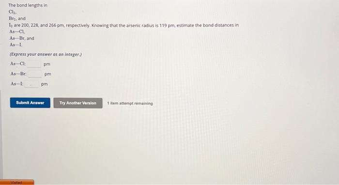 Solved The bond lengths in Cl2. Br2, and I2 are 200,228 , | Chegg.com
