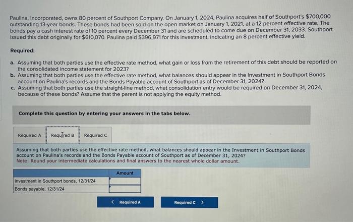 Solved Paulina, Incorporated, owns 80 percent of Southport | Chegg.com
