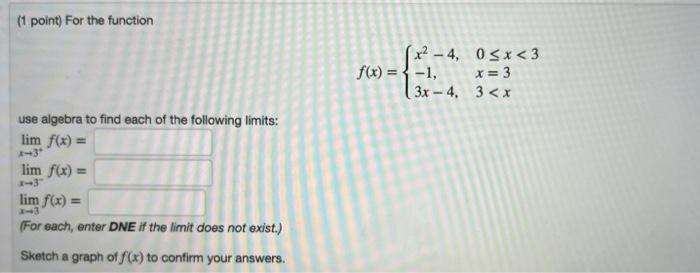 Solved (1 point) For the function | Chegg.com