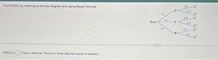 Solved Find P(W∣C) by referring to the tree diagram and | Chegg.com