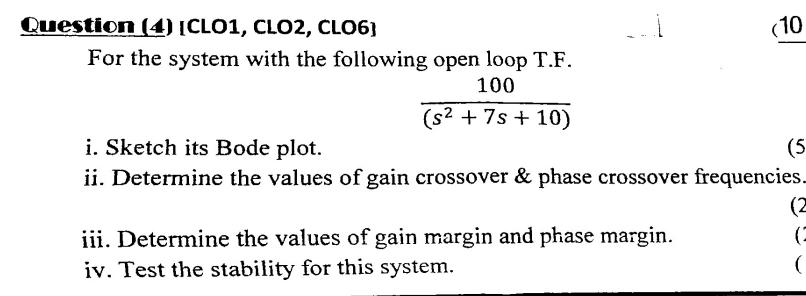 Solved Question (4) [CLO1, ﻿CLO2, ﻿CLO6]For the system with | Chegg.com