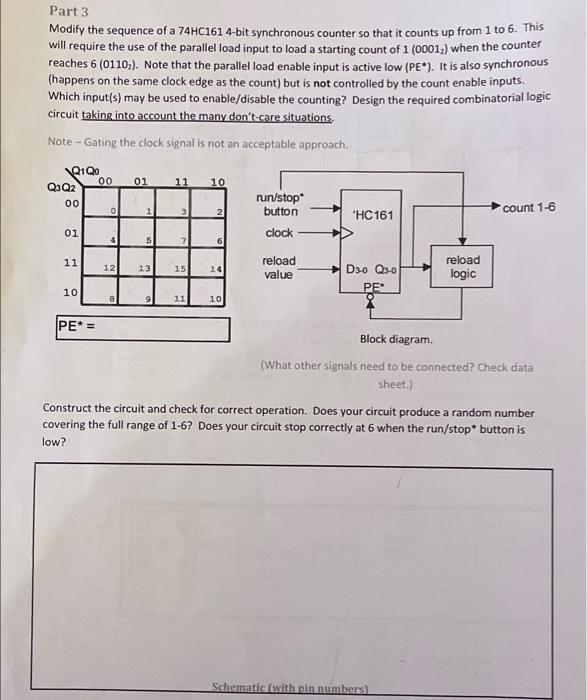 Solved Part 3 Modify the sequence of a 74HC161 4-bit | Chegg.com