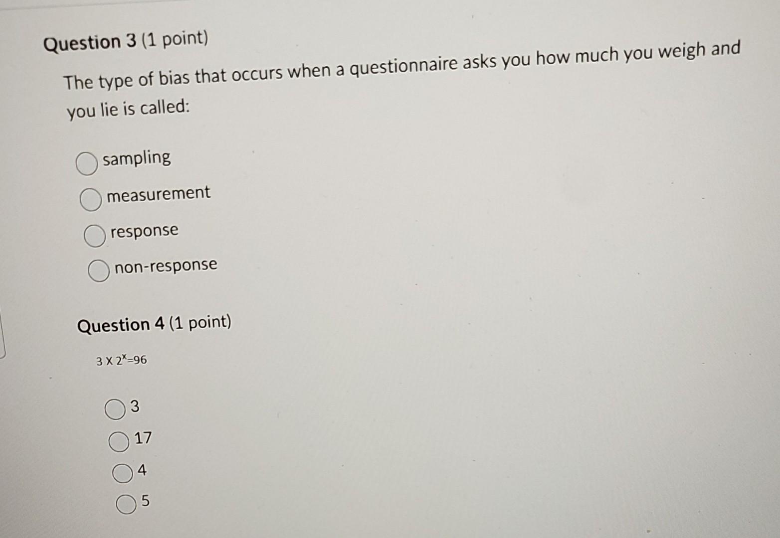 Solved The type of bias that occurs when a questionnaire | Chegg.com