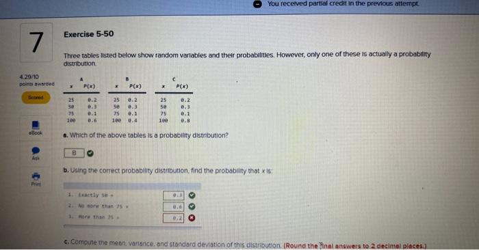 Solved Three tables listed below show random varlables and | Chegg.com