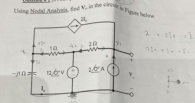 Solved Using Nodal Analysis, find V0 in the circuit in | Chegg.com