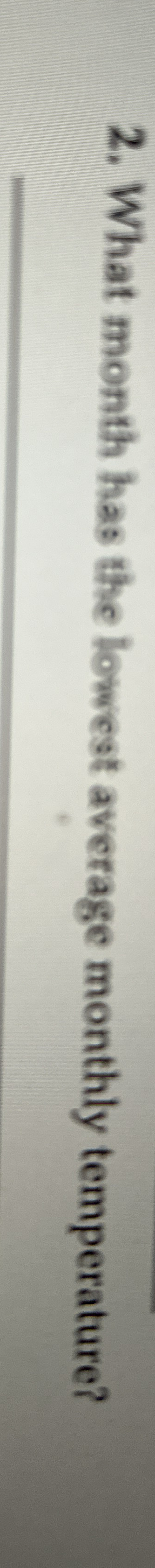 Solved What month has the lowest average monthly | Chegg.com