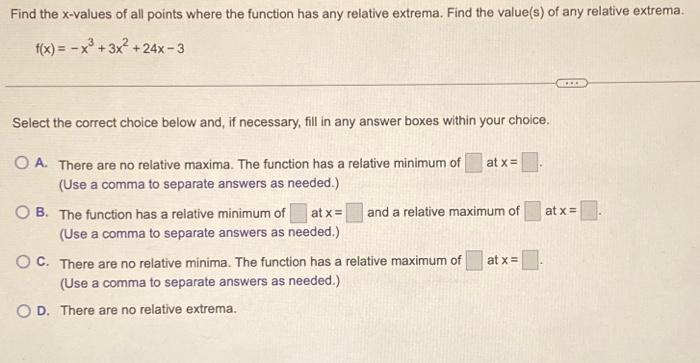 Solved Find the x-values of all points where the function | Chegg.com