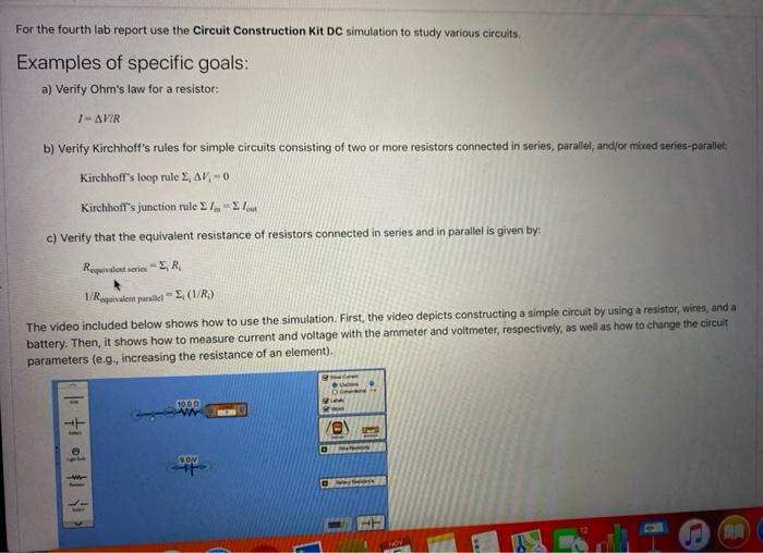 Solved For the fourth lab report use the Circuit | Chegg.com