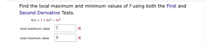 Solved Find The Local Maximum And Minimum Values Of F Using