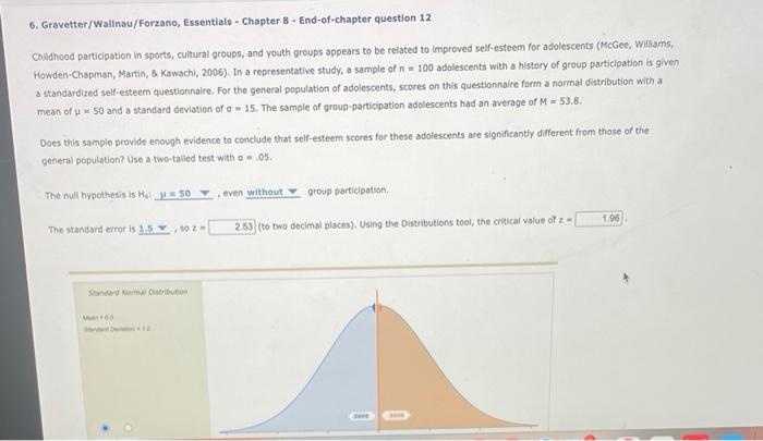 Solved 6. Gravetter/Wallnau/Forzano, Essentials - Chapter 8 | Chegg.com