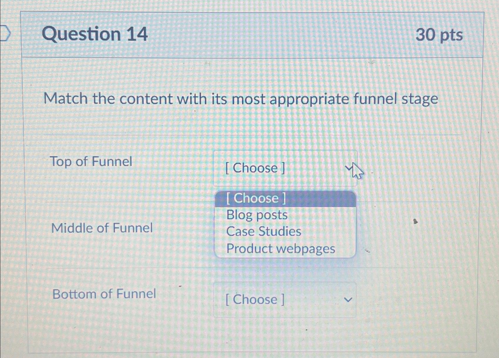Solved Question 1430ptsMatch the content with its most | Chegg.com