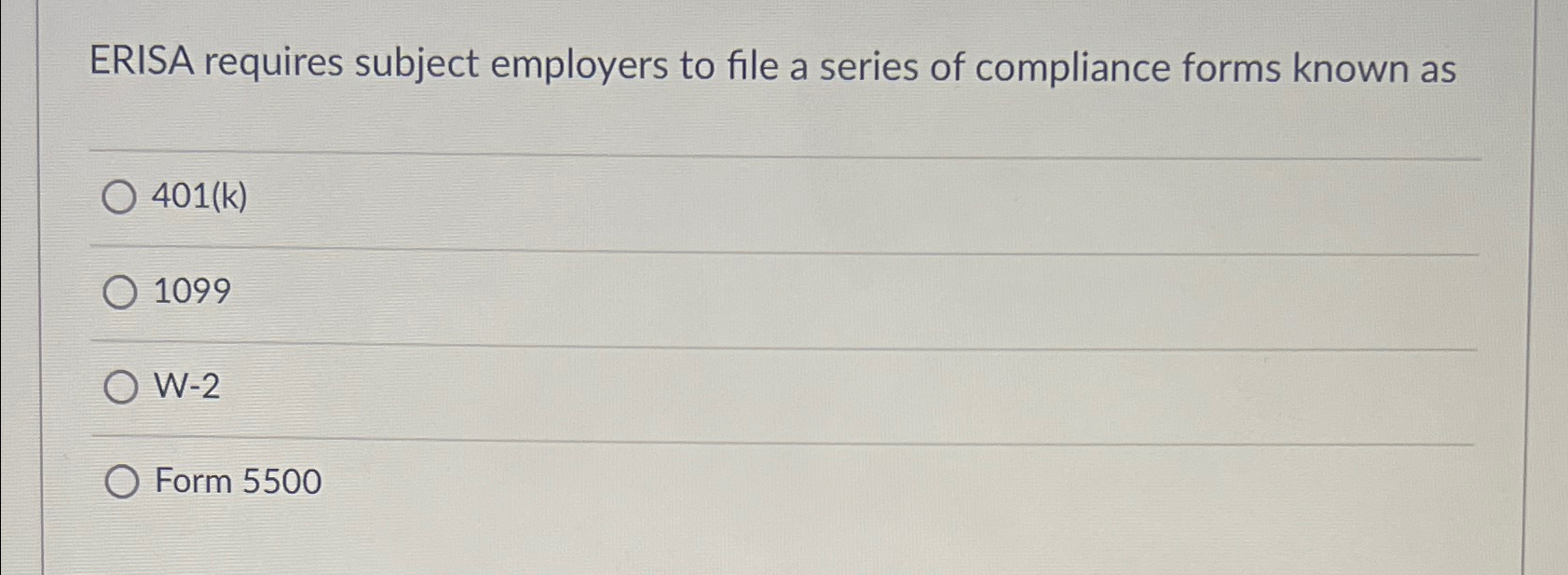 Solved ERISA requires subject employers to file a series of | Chegg.com