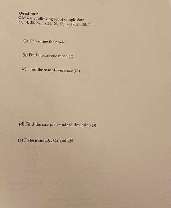 Solved (d) Find the sample standard deviation (s) (e) | Chegg.com