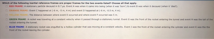 Solved Which of the following inertial reference frames are | Chegg.com