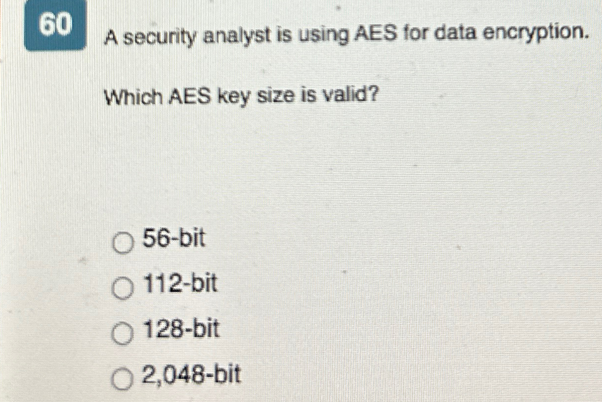 Solved A security analyst is using AES for data | Chegg.com