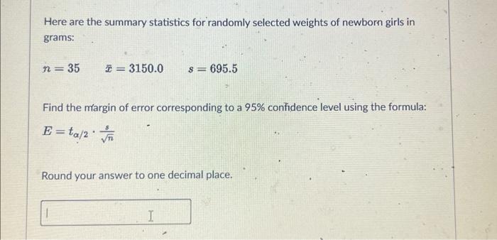 Solved Here are the summary statistics for randomly selected | Chegg.com