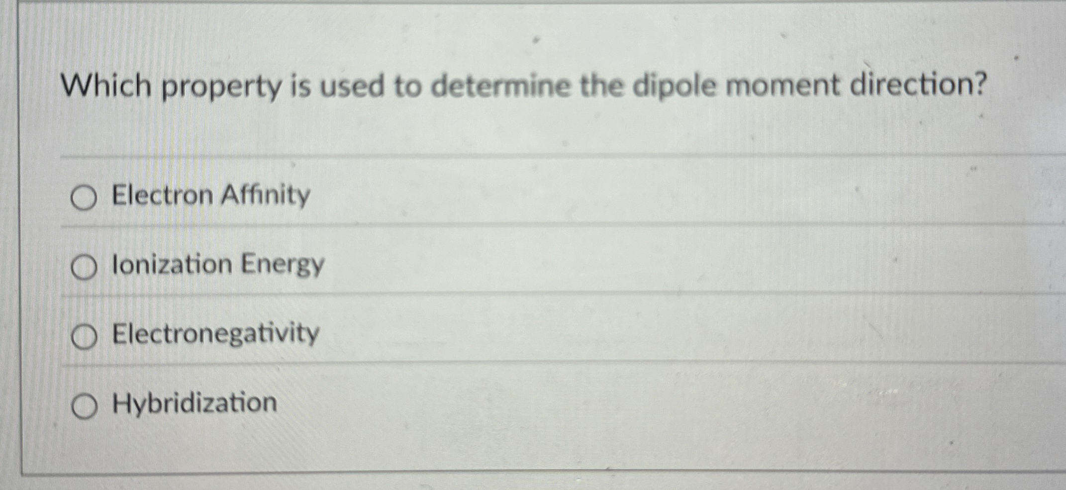 Solved Which property is used to determine the dipole moment | Chegg.com