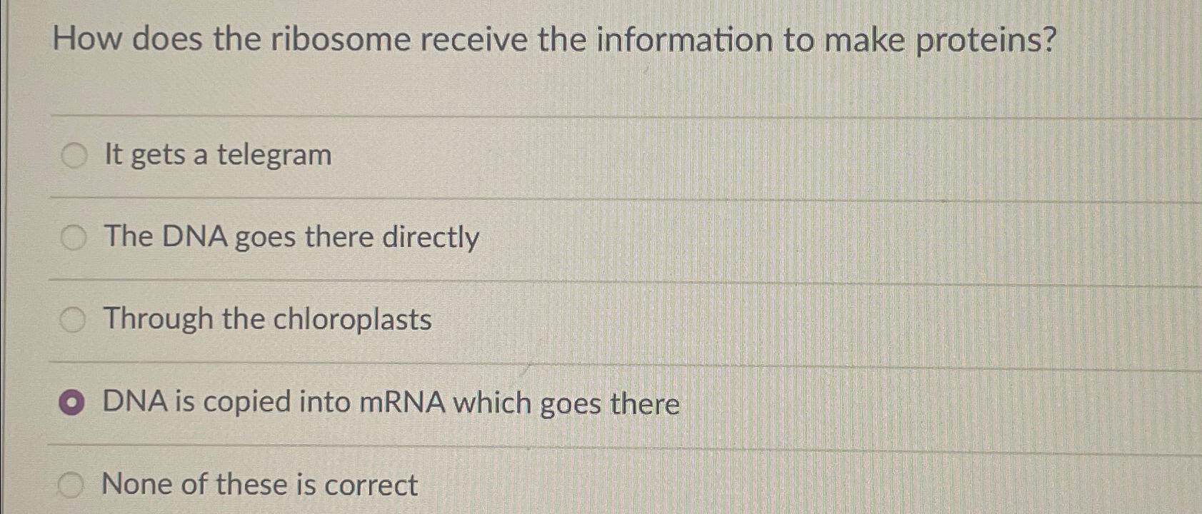 Solved How does the ribosome receive the information to make | Chegg.com