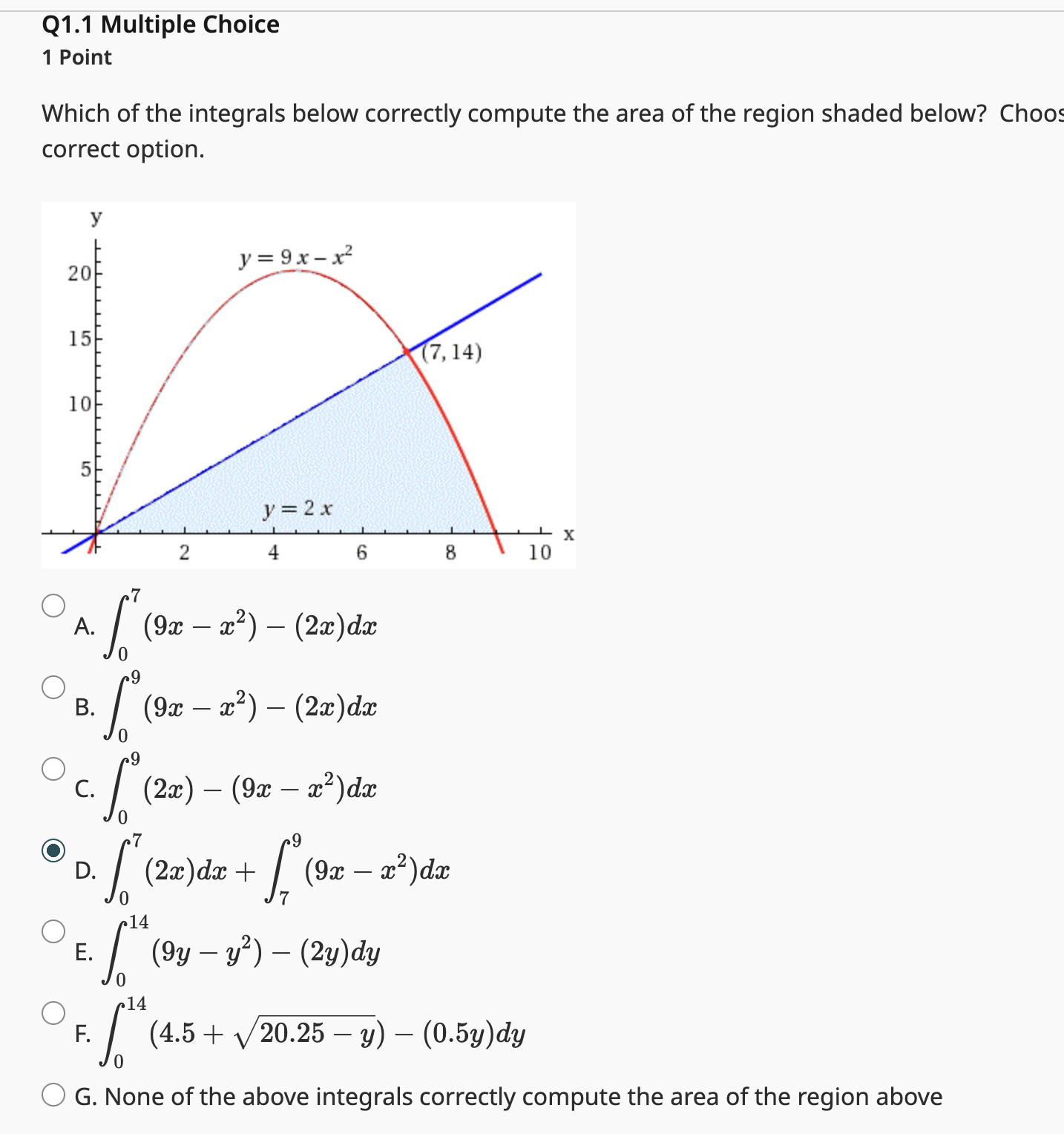 Solved Q1.1 Multiple Choice1 PointWhich of the integrals | Chegg.com Solved Q1.1 Multiple Choice1 PointWhich of the integrals | Chegg.com