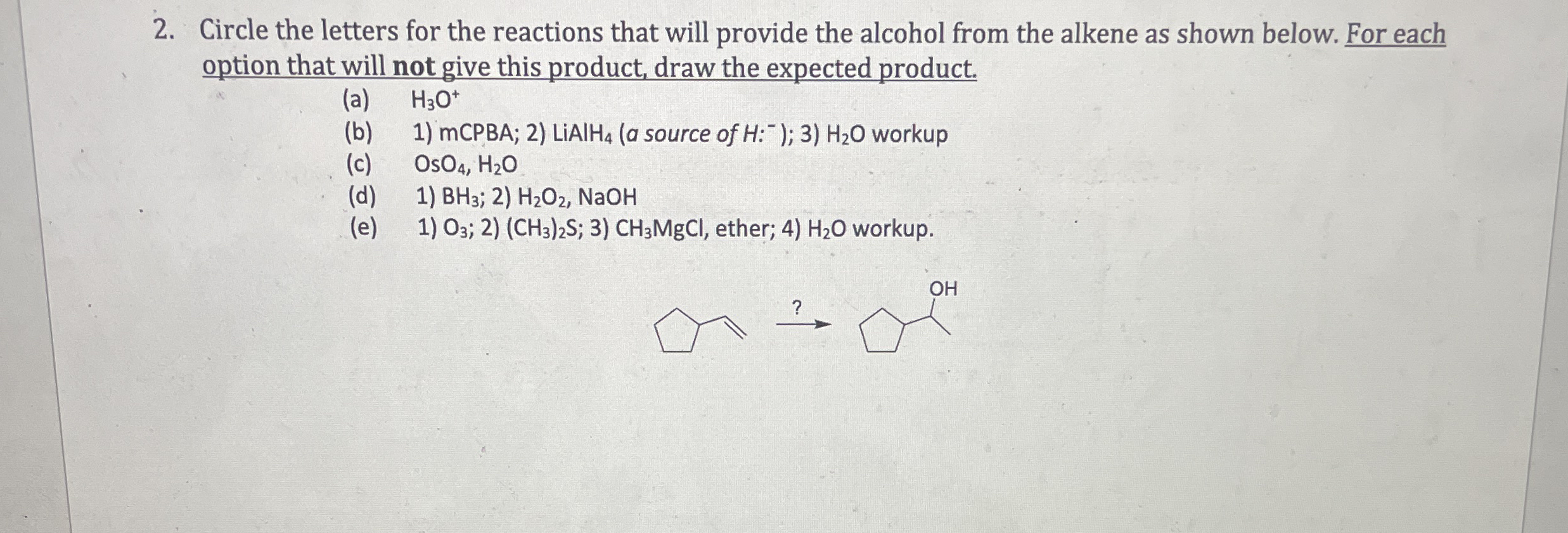Solved Circle the letters for the reactions that will | Chegg.com