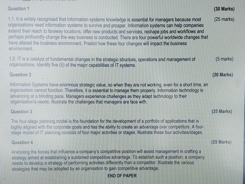 1.1. It is widely recognised that Information systems | Chegg.com