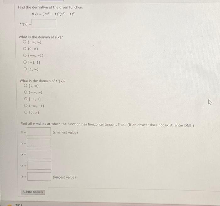 Solved Find the derivative of the given function. | Chegg.com
