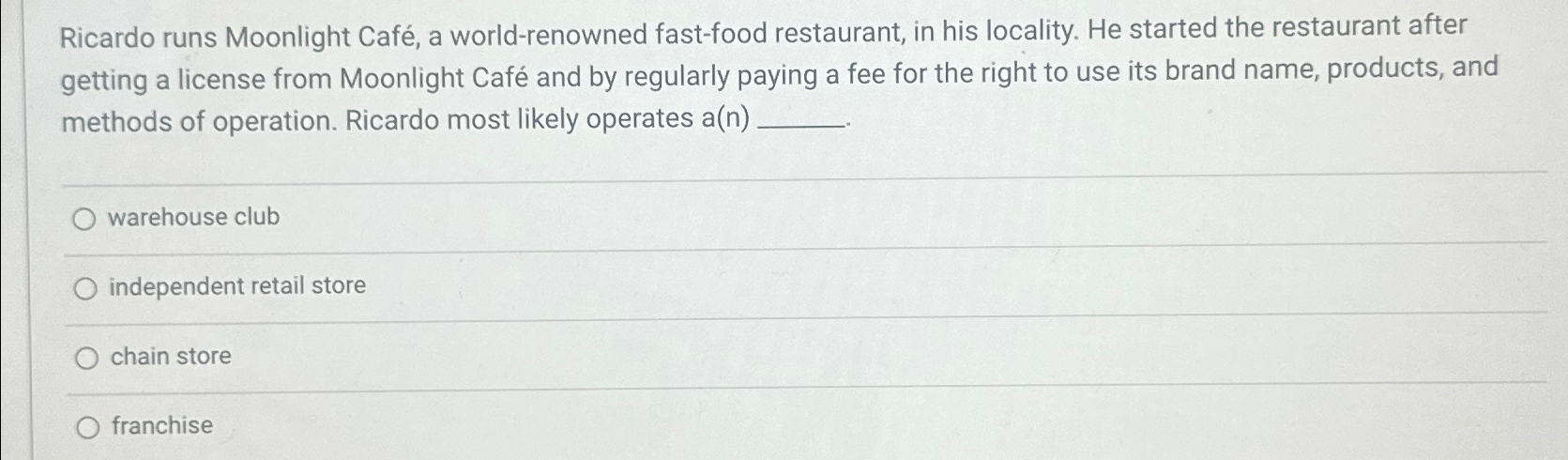 Solved Ricardo runs Moonlight Café, ﻿a world-renowned | Chegg.com