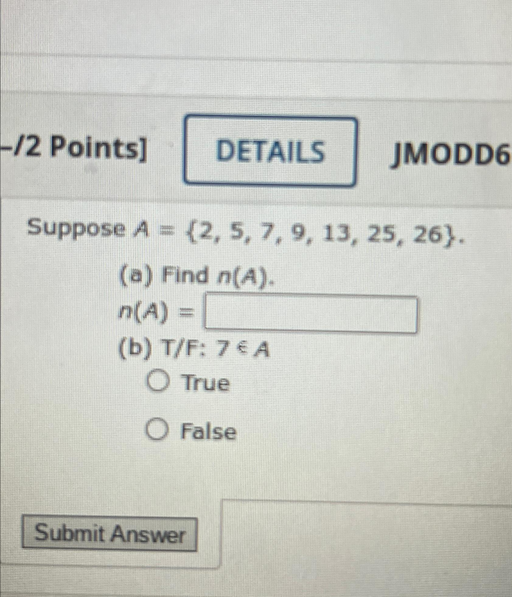 Solved Suppose A={2,5,7,9,13,25,26}.(a) ﻿Find | Chegg.com