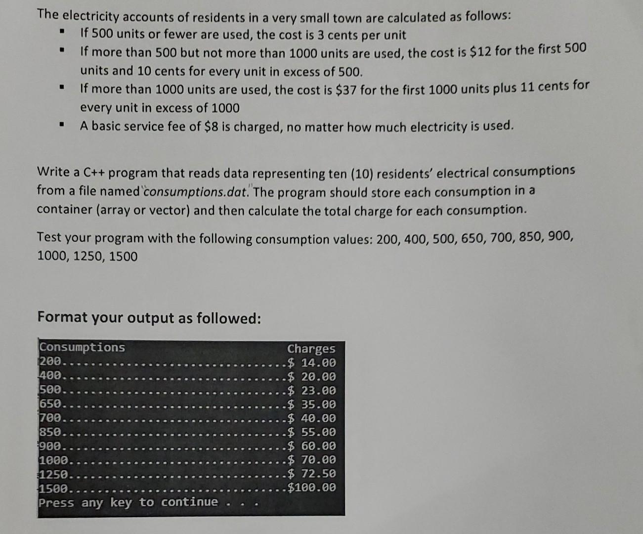 Solved The electricity accounts of residents in a very small | Chegg.com
