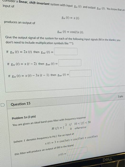 Solved der a linear, shift-invariant system with input sin | Chegg.com