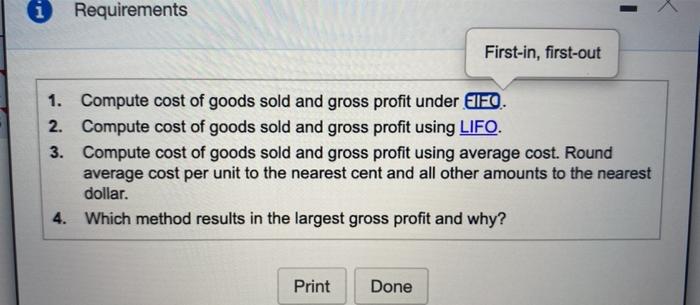 Solved ds sold and gross profit using FIFO, LIFO, and | Chegg.com