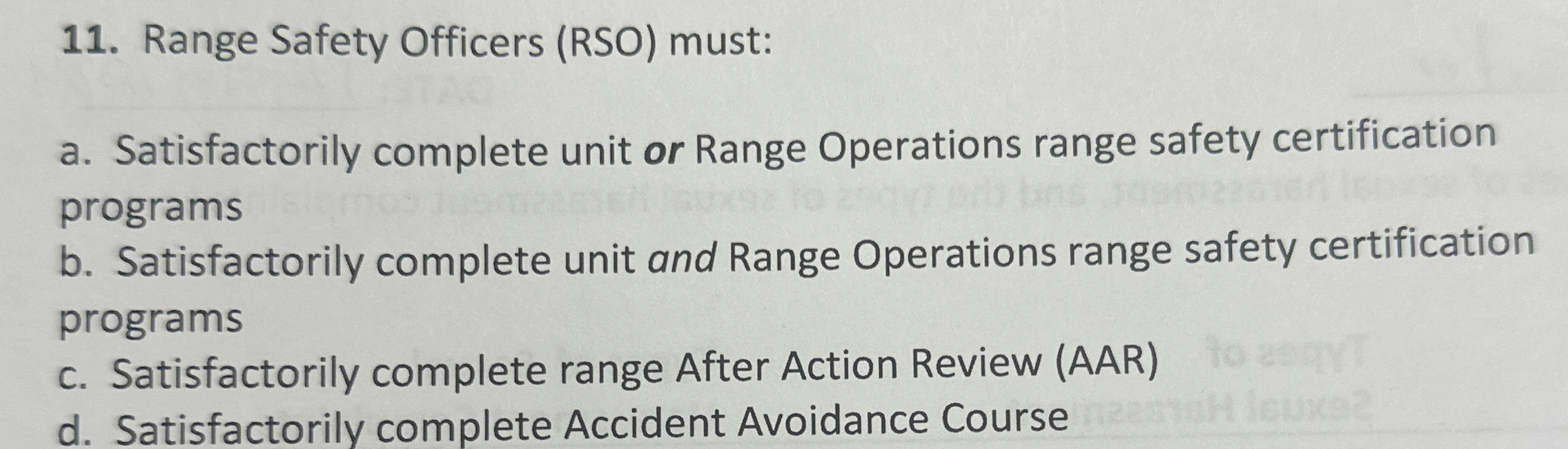 Solved Range Safety Officers (RSO) ﻿must:a. ﻿Satisfactorily | Chegg.com