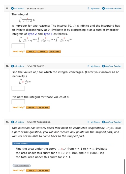 Solved Explain why each of the following integrals is | Chegg.com