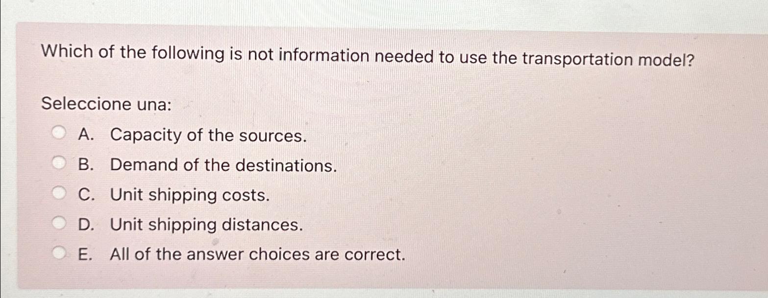 Solved Which of the following is not information needed to | Chegg.com