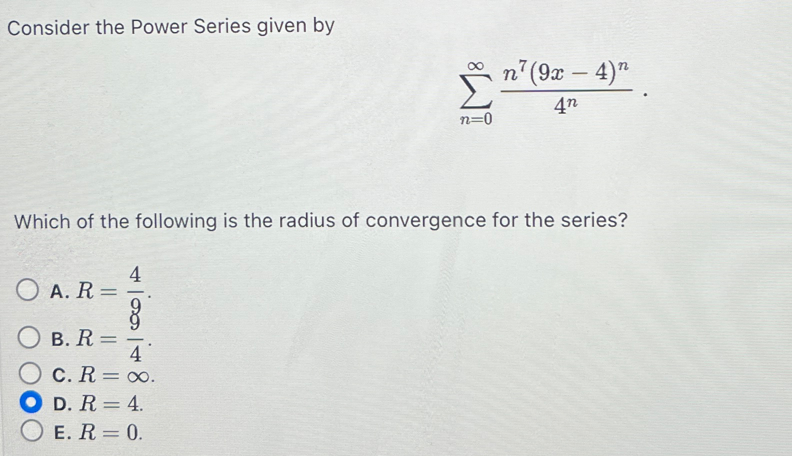 Solved Consider the Power Series given | Chegg.com