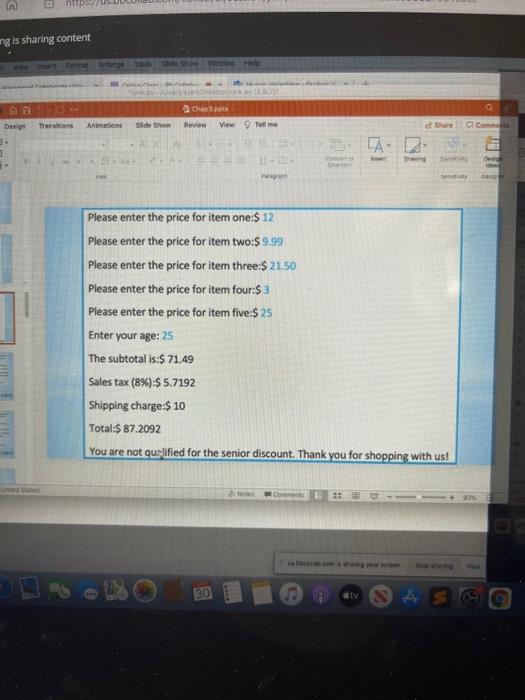 Solved Desky item2 = float(input("Enter price for item2:")) | Chegg.com