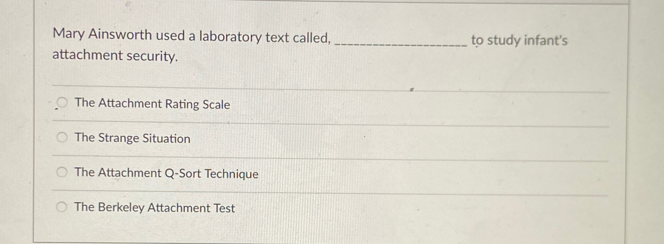 Solved Mary Ainsworth used a laboratory text called, | Chegg.com