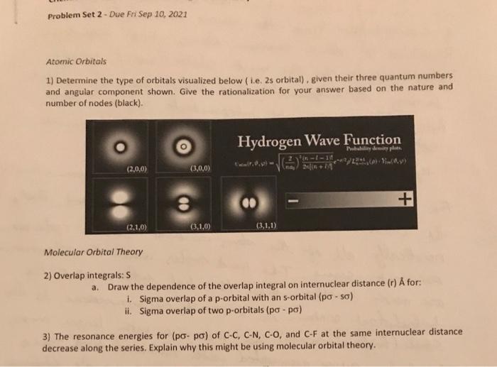 Solved 2 Overlap Integrals S A Draw The Dependence Of The