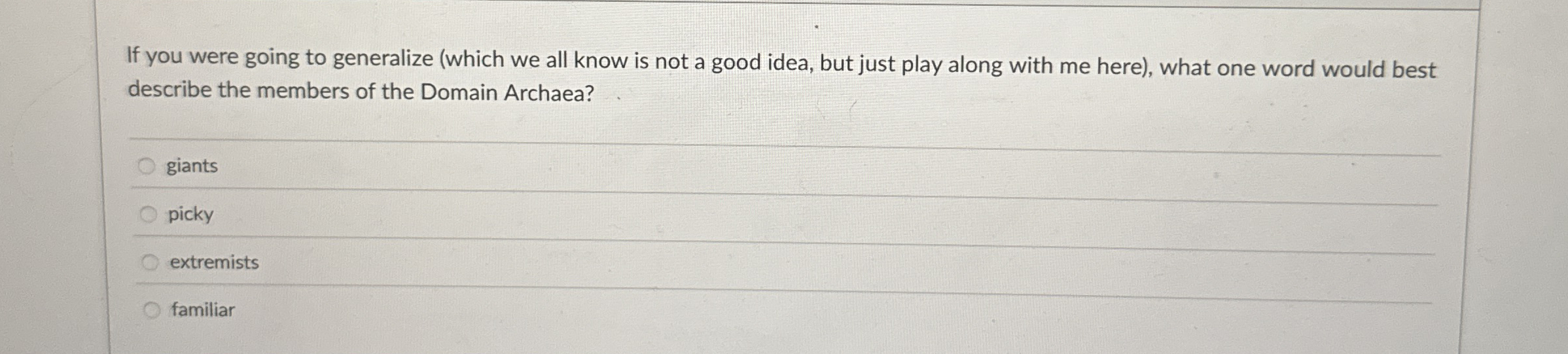 Solved If you were going to generalize (which we all know is | Chegg.com