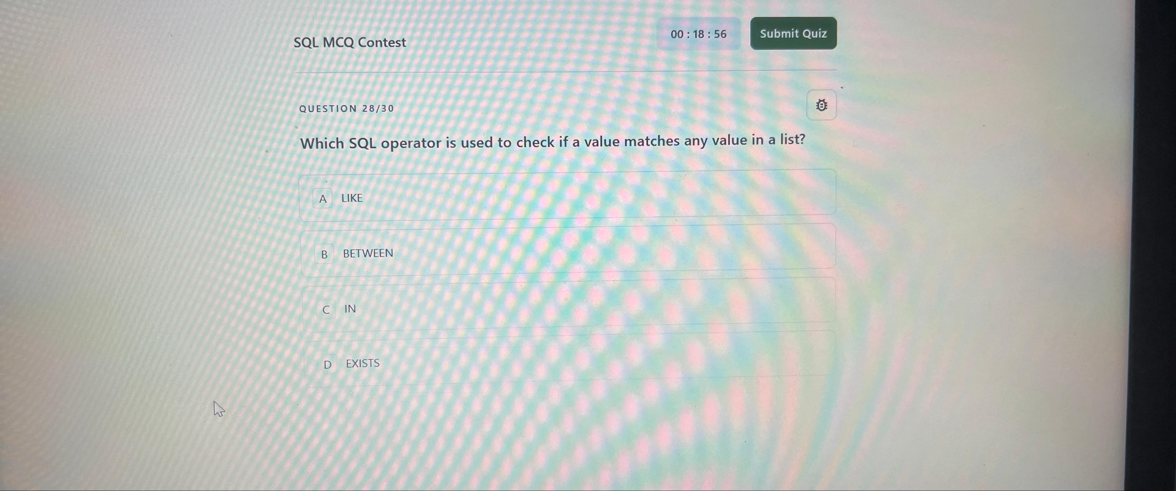 Solved SQL MCQ Contest00:18:56QUESTION 2830Which SQL | Chegg.com