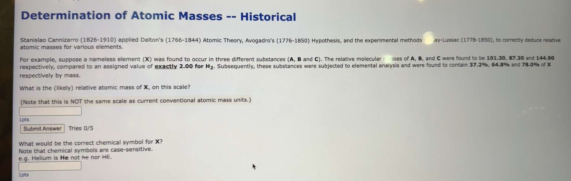 Solved Determination of Atomic Masses -- | Chegg.com