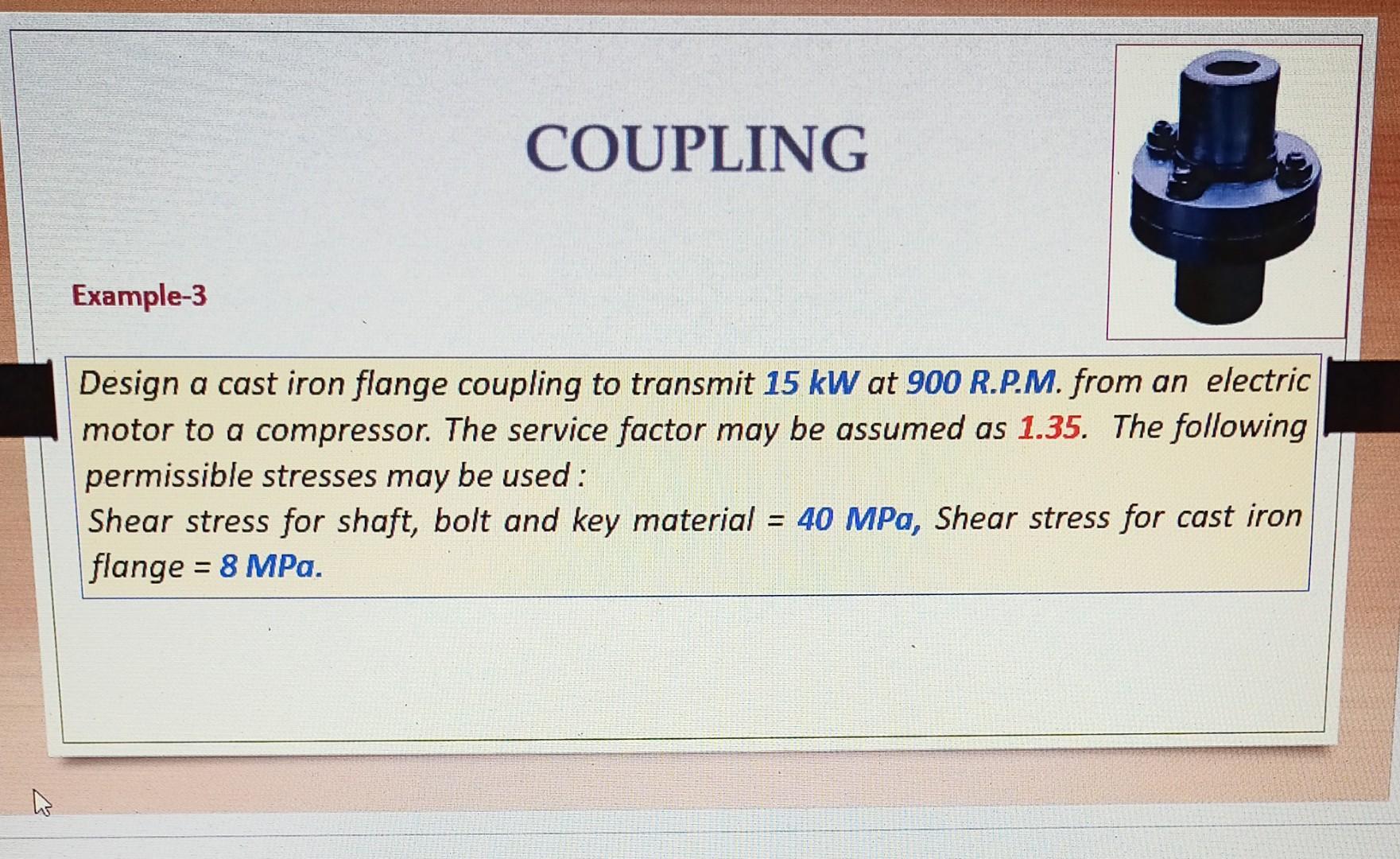Solved Design a cast iron flange coupling to transmit 15 kW | Chegg.com