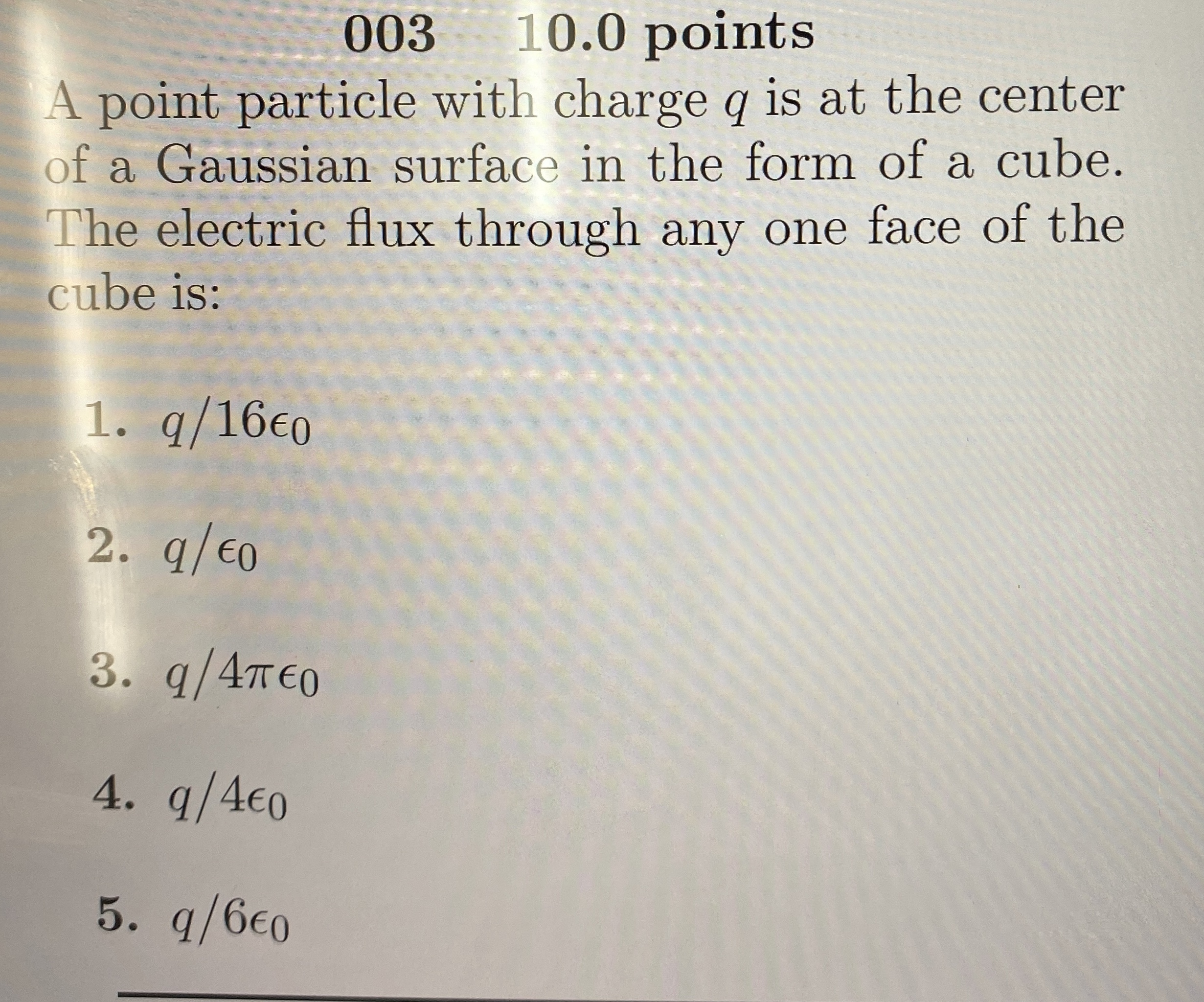 Solved 003,10.0 ﻿pointsA point particle with charge q ﻿is at | Chegg.com