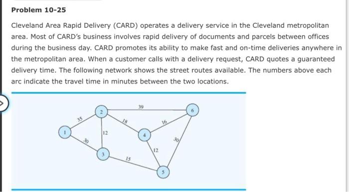 Problem 10-25 Cleveland Area Rapid Delivery (CARD) | Chegg.com