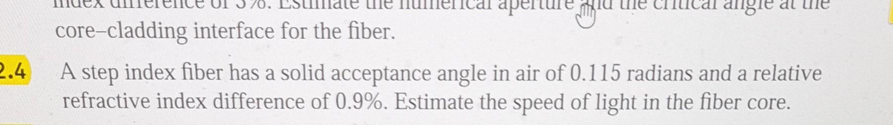 Solved core-cladding interface for the fiber. A step index | Chegg.com